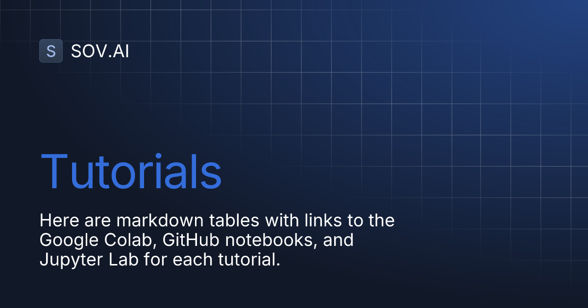 Tutorials | SOV.AI